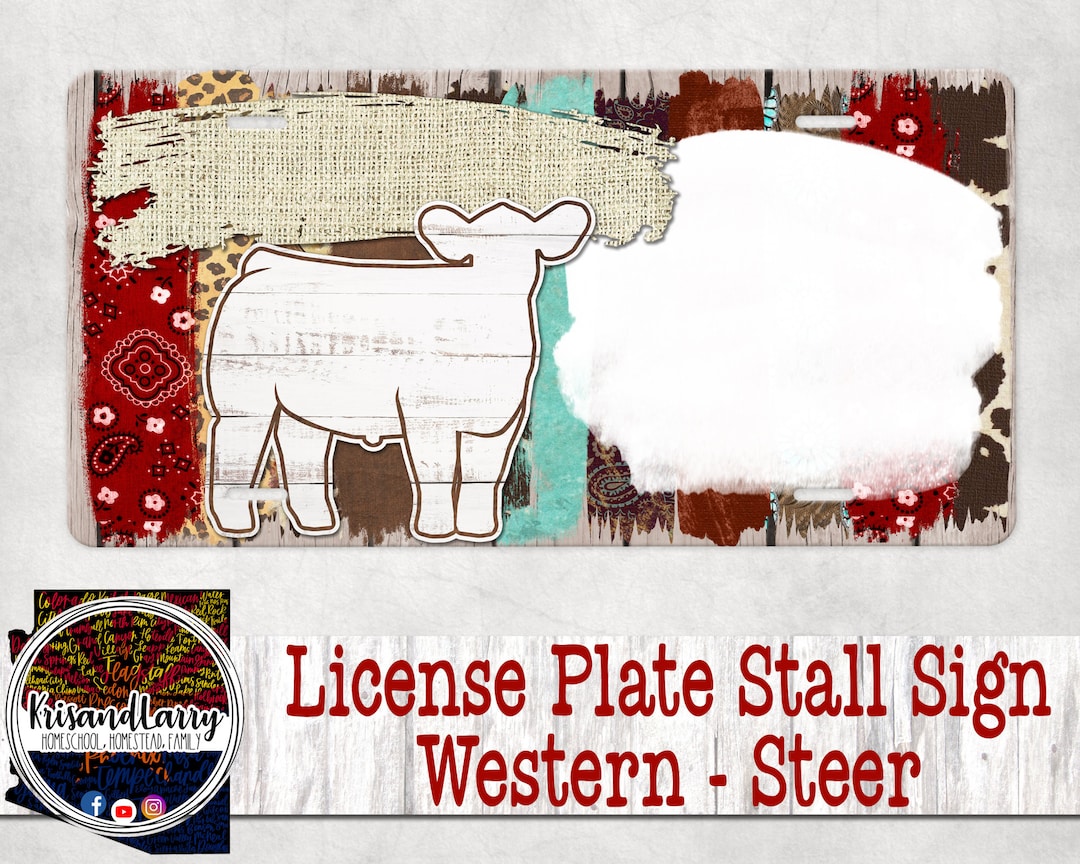 Custom Western License Plate Stall Sign, Livestock, Steer, Cow - Etsy