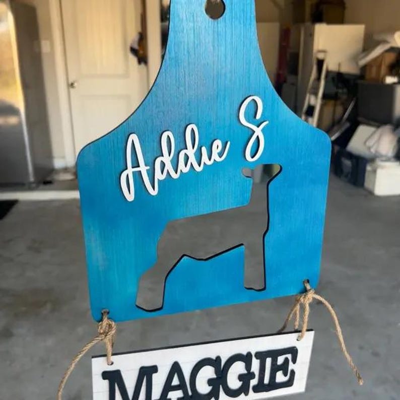 Custom Cattle Tag Stall Sign – Personalized Livestock Name Tag for 4H ...