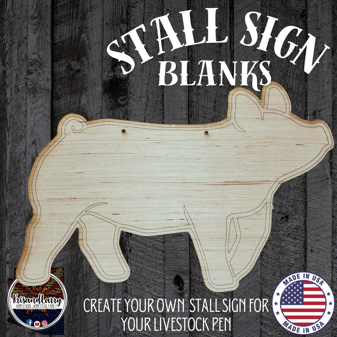 Pig Stall Sign Blank | Ears up Hog Cutout | Yorkshire, Blue Butt ...