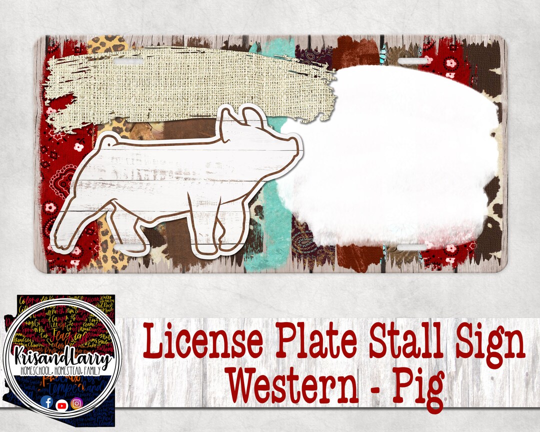 Custom Western License Plate Stall Sign, Livestock, Pig, Swine, Hog - Etsy