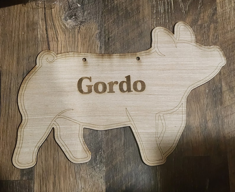 CUSTOM ORDER - WITH Etched Name - Pig Stall Sign Blank, Ears Up ...