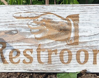 Restroom Sign Left - Etsy