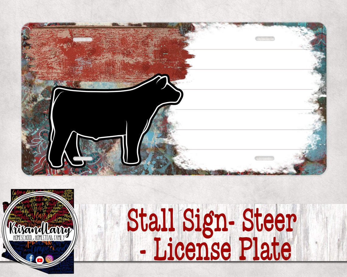 Custom License Plate Stall Sign, Livestock, Steer, Cow - Etsy