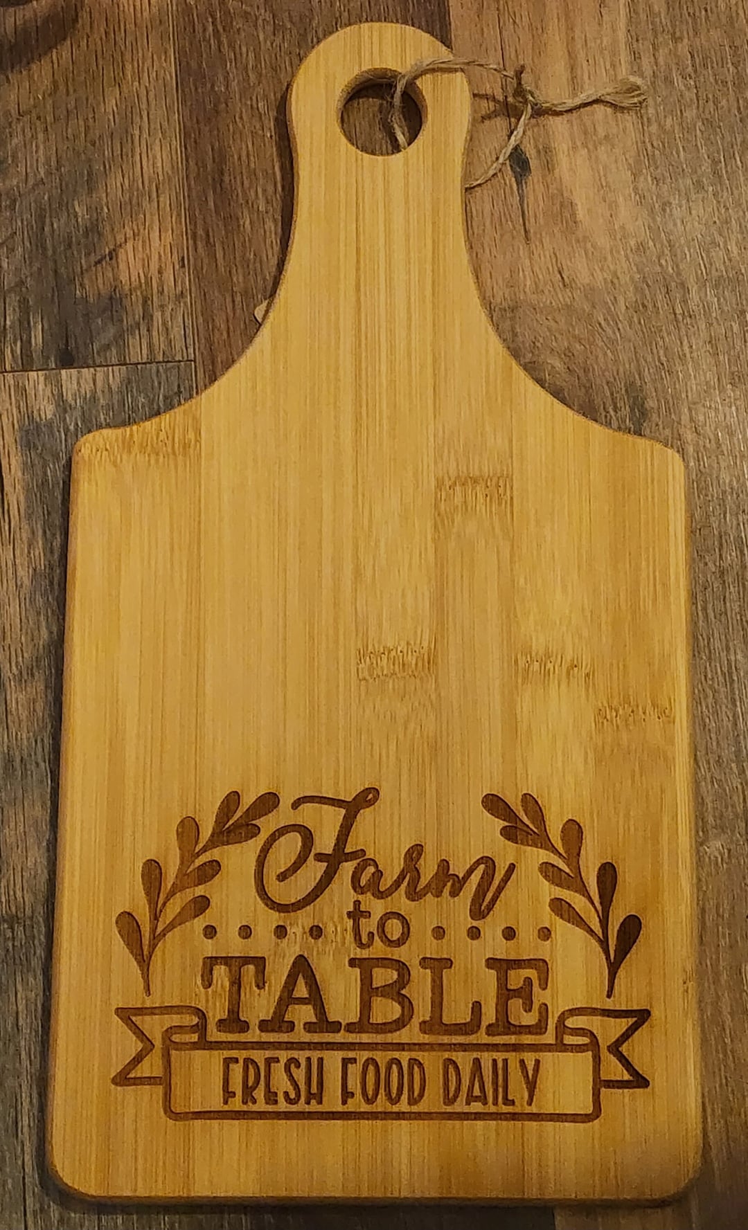 Farm to Table, Cutting Board, Serving Board, Bamboo Wine Bottle Shaped ...