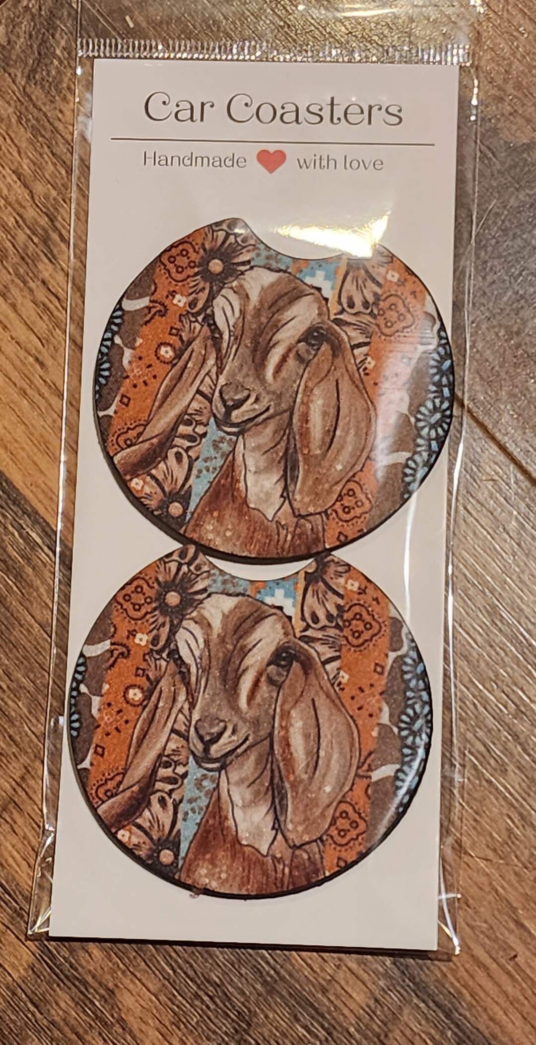 Car Coaster Set of 2 - Country Western Livestock, Goat, Nubian, Dairy ...