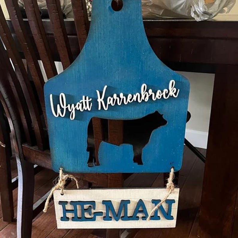 Custom Cattle Tag Stall Sign – Personalized Livestock Name Tag for 4H ...