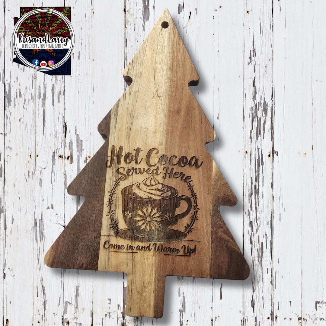 Christmas Tree, Pine Tree Shaped Charcuterie, Cutting Board, Acacia Wood, Hot Cocoa - Etsy
