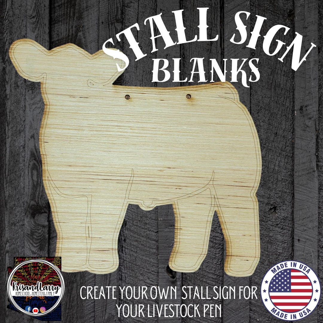 Front Facing Steer Wood Stall Sign Blank | Angus, Hereford, Charolais ...