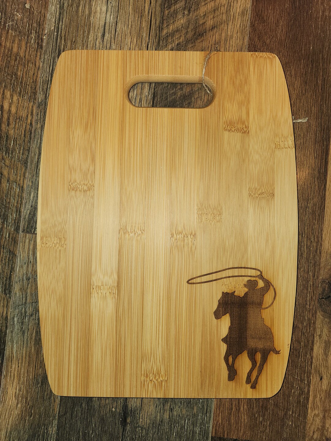 Western Cowboy, Lasso, Bamboo Cutting Board - Medium Arc - Etsy