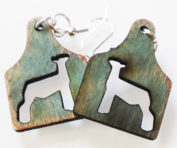 Wood Lamb Sheep Tag Earrings Livestock Hand-stained - Etsy
