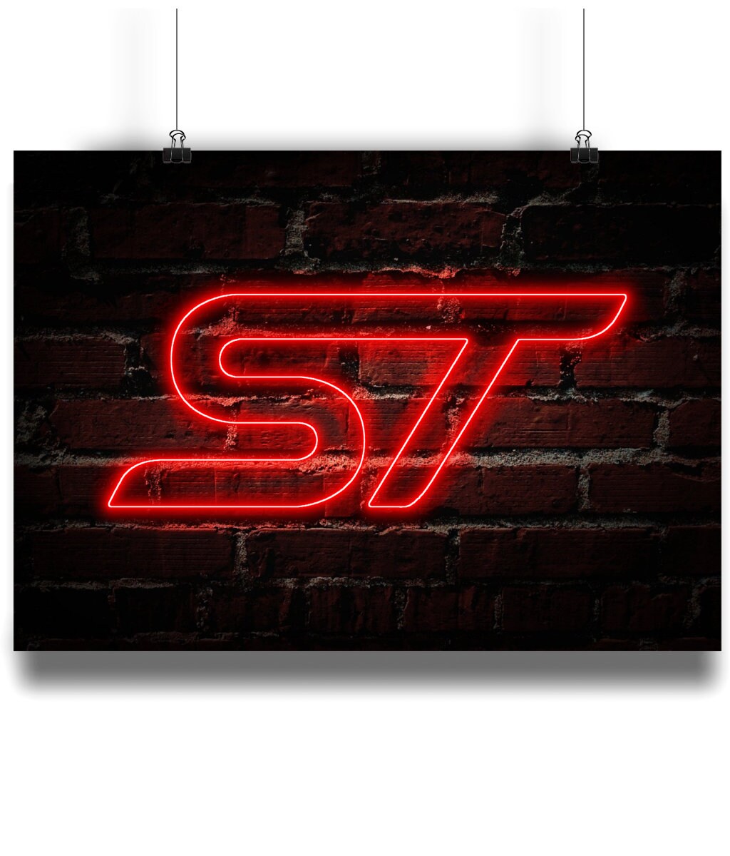 Ford ST MK 3 Neon Logo Digital Art - Etsy