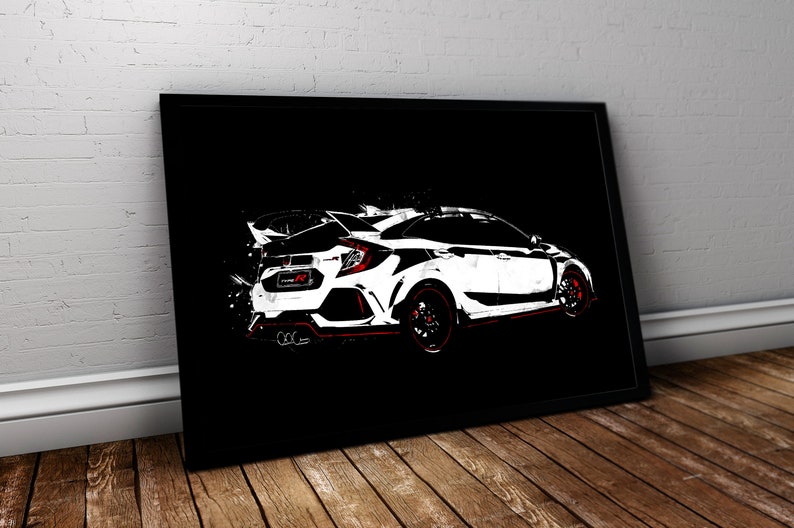 Honda Civic Type R FK8 Digital Illustration - White - Etsy