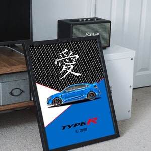 Honda Civic Type R FK8 Digital Illustration - Customizable R Number and ...