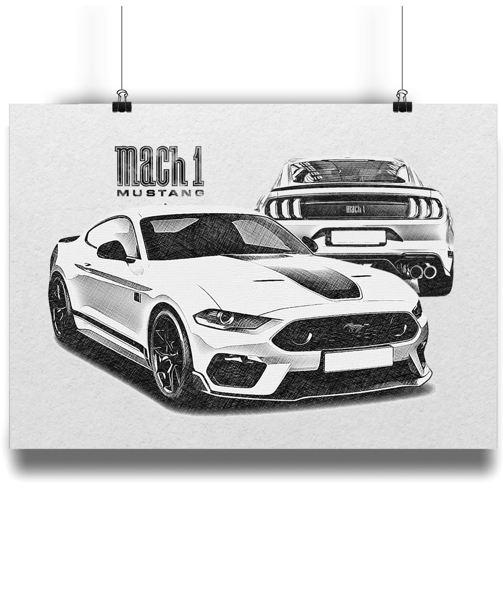 Mustang Mach 1 Sketch Wall Art Poster - Etsy