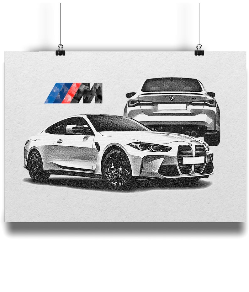 BMW M4 Competition Sketch Wall Art Poster - Etsy