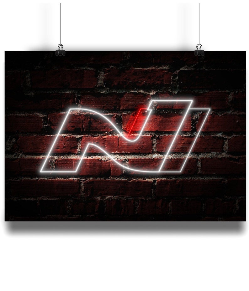 Hyundai N Logo Neon Wall Art Poster - Etsy