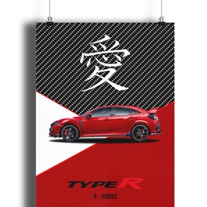 Honda Civic Type R FK8 Digital Illustration - Customizable R Number and ...