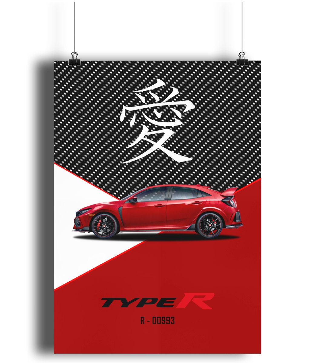 Honda Civic Type R FK8 Digital Illustration Customizable R Number and ...
