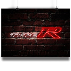 Honda Type R Logo Neon Digital Illustration - Etsy