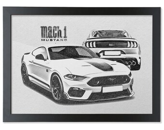 1969 Ford Mustang Mach-1 Poster, Classic American Muscle Car Print ...