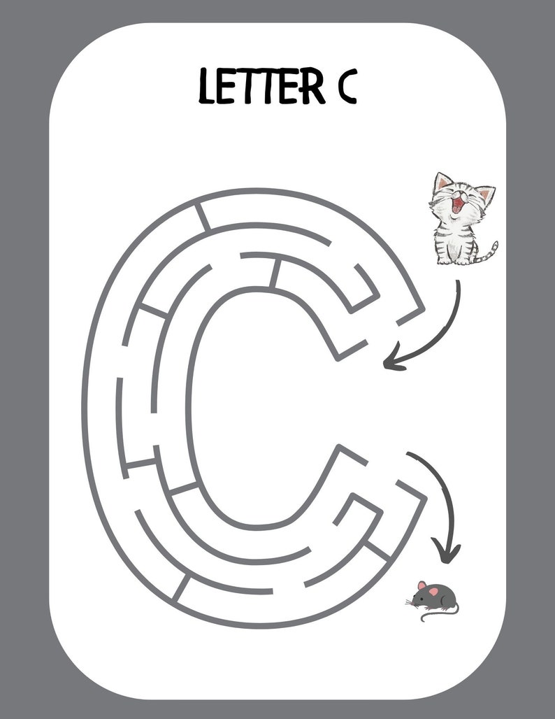 Colorful Playful Alphabet Maze Worksheet Coloring Pages Printable ...
