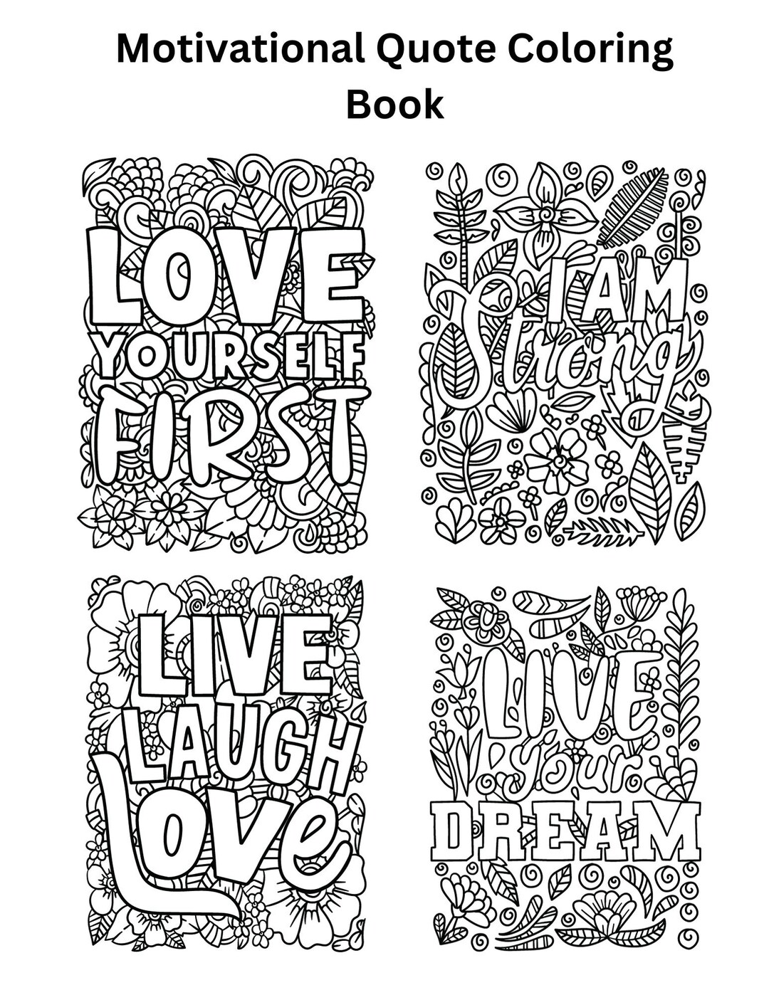 15 Pages Motivational Quote Coloring Page Worksheet Set Book - Etsy