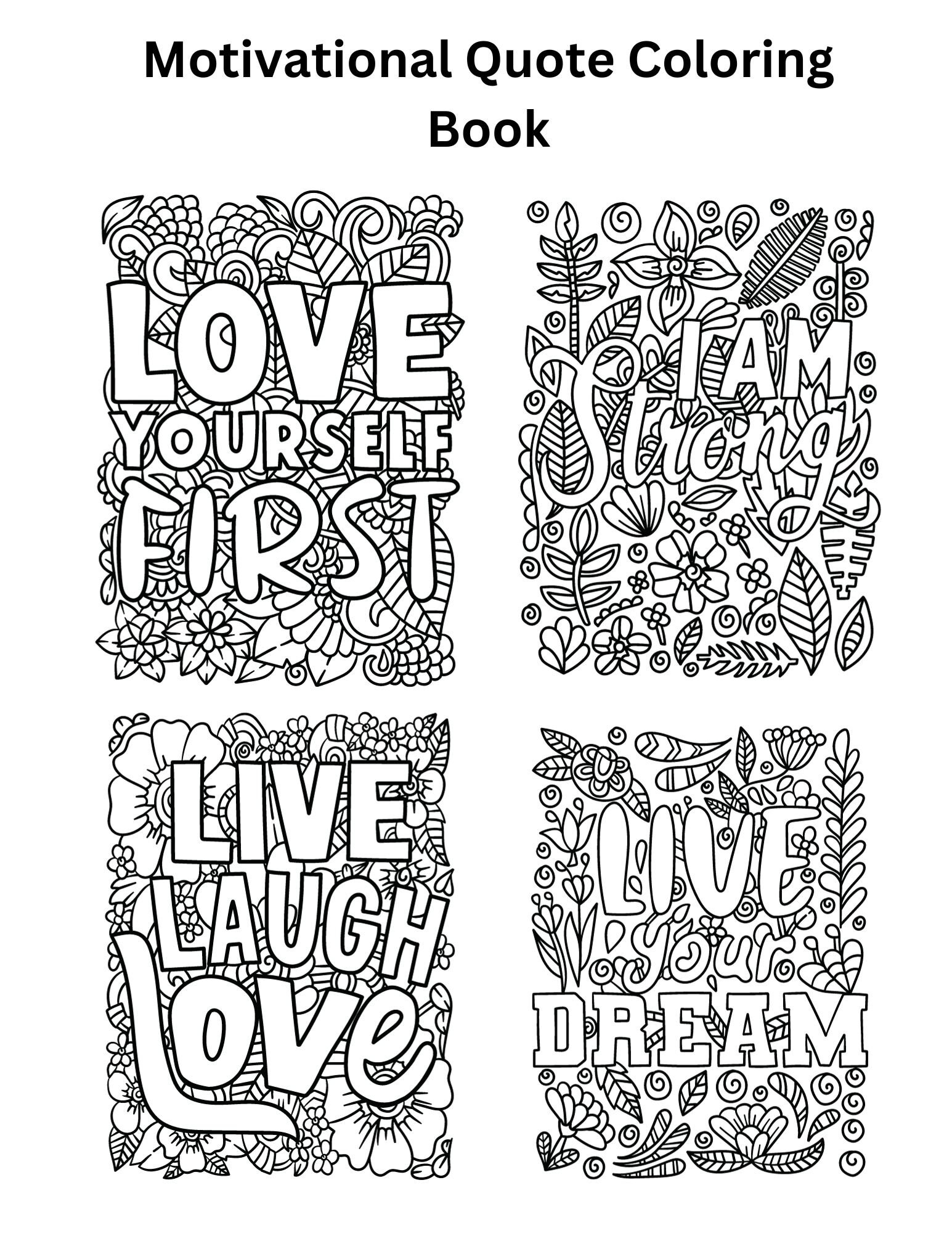 15 Pages Motivational Quote Coloring Page Worksheet Set Book - Etsy