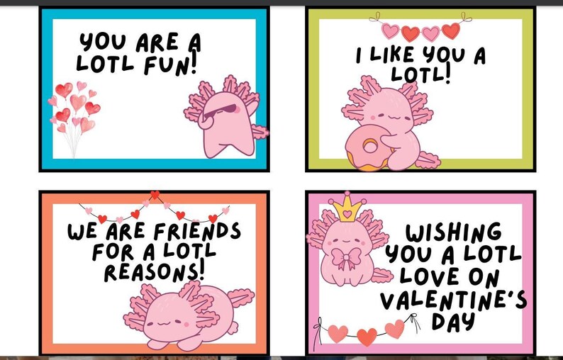 Axolotl Valentine Cards PRINTABLE - Etsy
