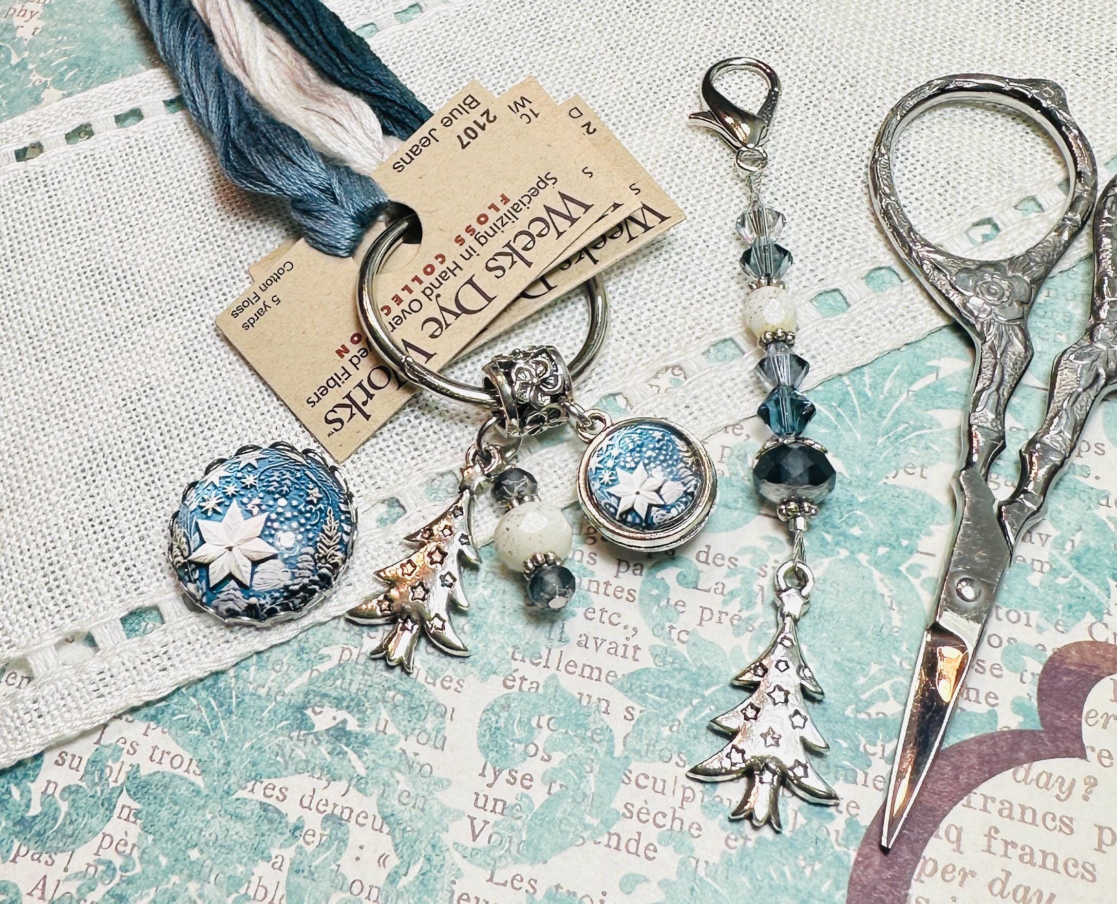 Winter Ornaments Thread Keep, Scissor Fob, Needle Minder ~ Blue, White ...