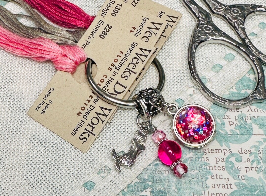 Pink Mermaid Sparkle ~ Thread Ring ~ Needlework Accessory ~ Glitter ...