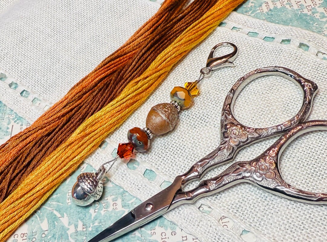 Fall Acorn Mini Scissor Fob ~ Pretty Acorn Bead and Charm Pendant ...