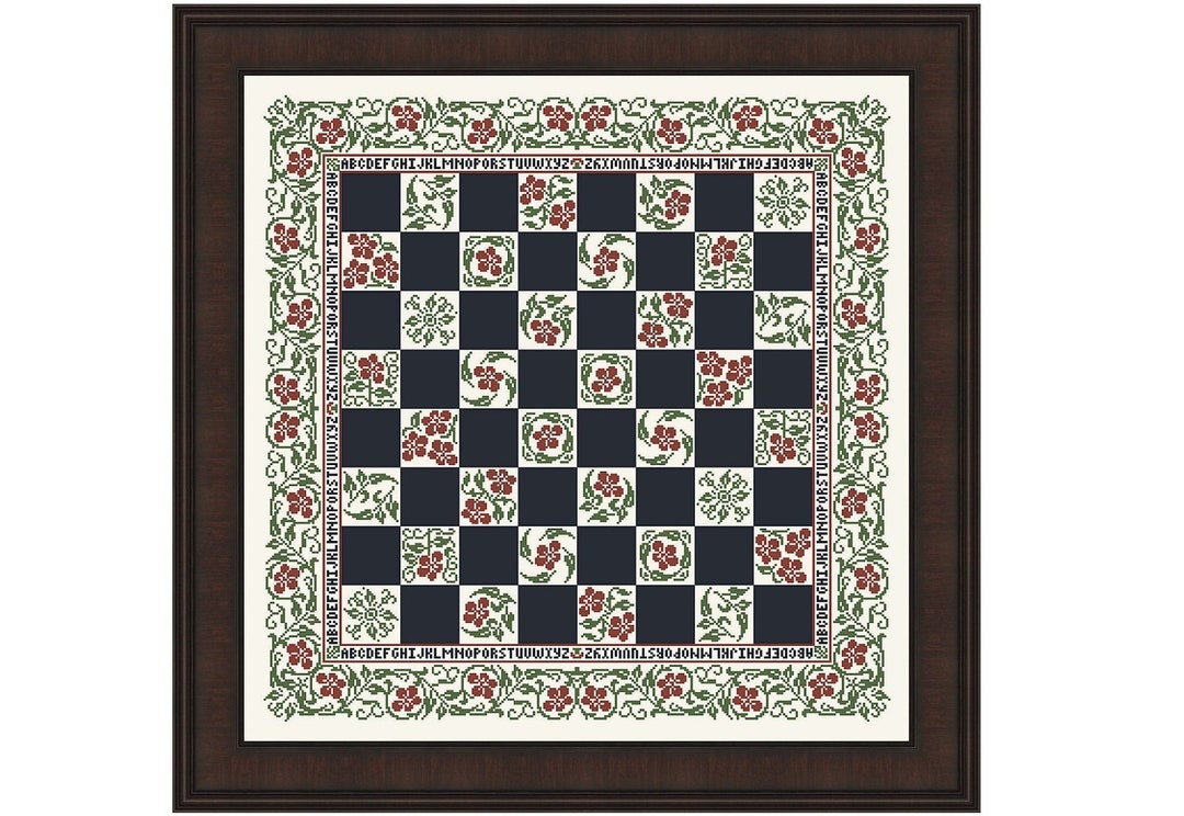 Floral Checkerboard ~ Game Board Cross Stitch Pattern ~ MBT Designs ...
