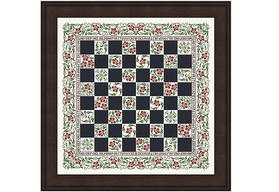 Floral Checkerboard Motif Game Board Cross Stitch Pattern My - Etsy