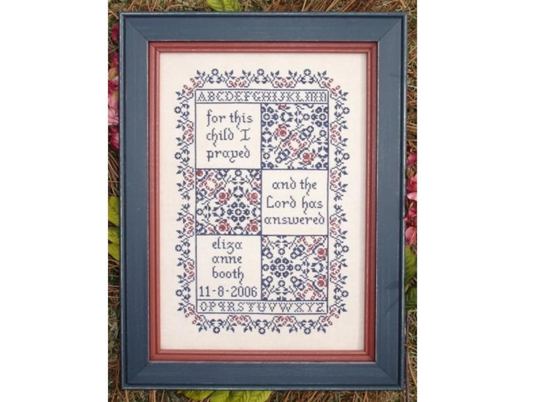 For This Child ~ Birth Sampler Cross Stitch Pattern ~ I Samuel 1:27 ...