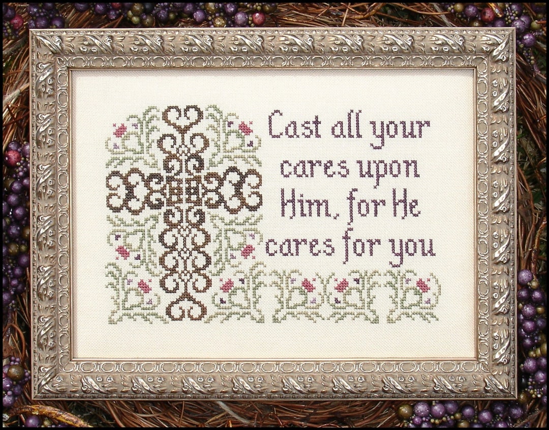 Cast All Your Cares I Peter 5:7 Bible Christian Cross Stitch Pattern My ...