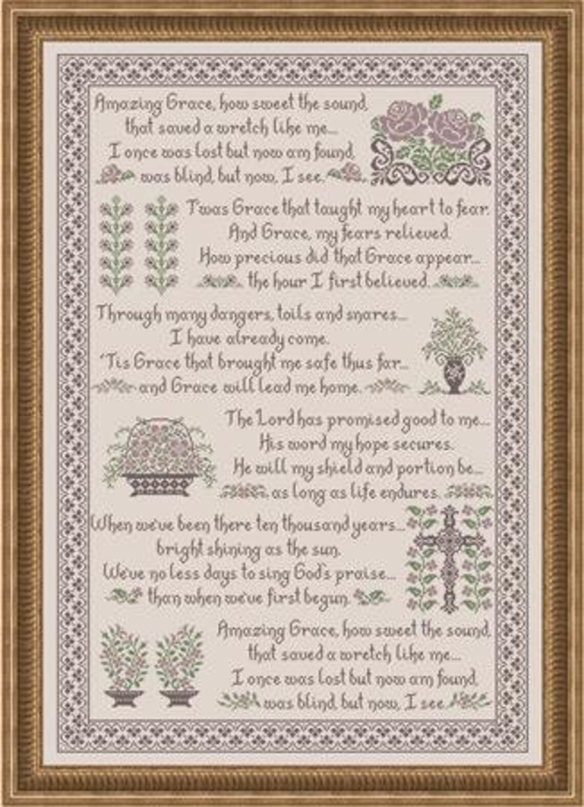 Amazing Grace ~ Christian Hymn ~ Cross Stitch Pattern ~ MBT Designs ...
