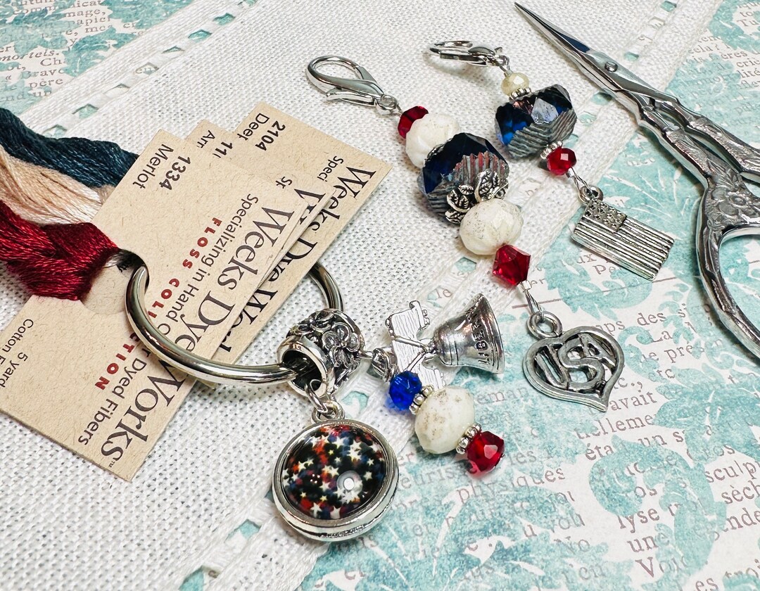 Red White and Blue Mini Fob Set Fob, Thread Keep, Zipper Pull Patriotic ...