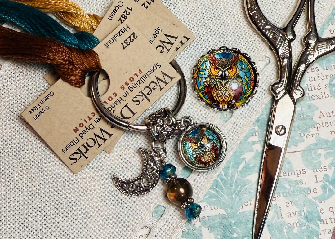 Night Owl ~ Thread Keep & Needle Minder ~ Needlework Set ~ Blue, Brown ...