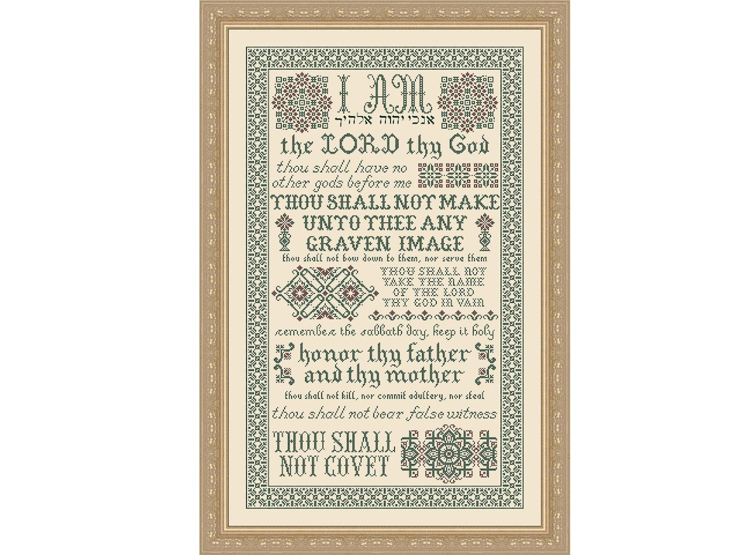 Ten Commandments ~ Antique Style Cross Stitch Pattern ~ MBT Designs ...