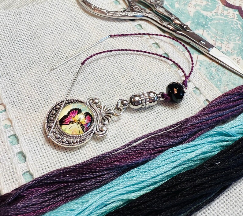 Butterfly Needle Minder and Thread Hopper ~ Magenta, Purple, Black ...