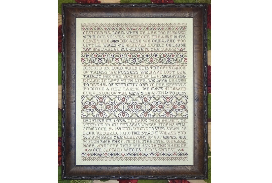 Disturb Us Lord Cross Stitch Pattern ~ the Prayer of Sir Francis Drake ...