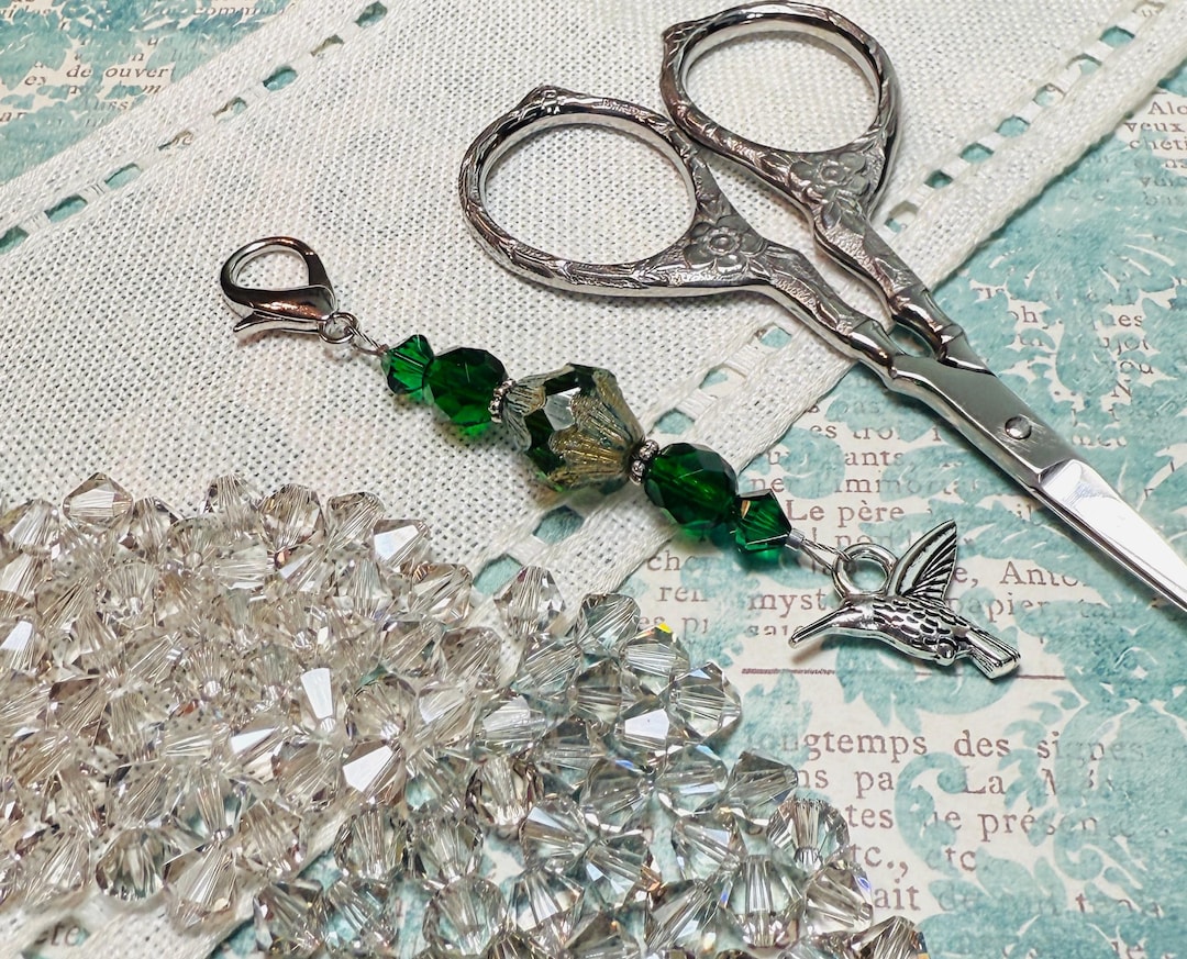 Green Hummingbird Scissor Short Fob ~ Emerald Spring Green ~ Bird Charm ...