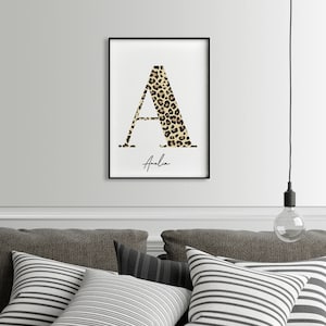 Leopard Initial Print, Initial Poster, Leopard Animal Wall Art ...