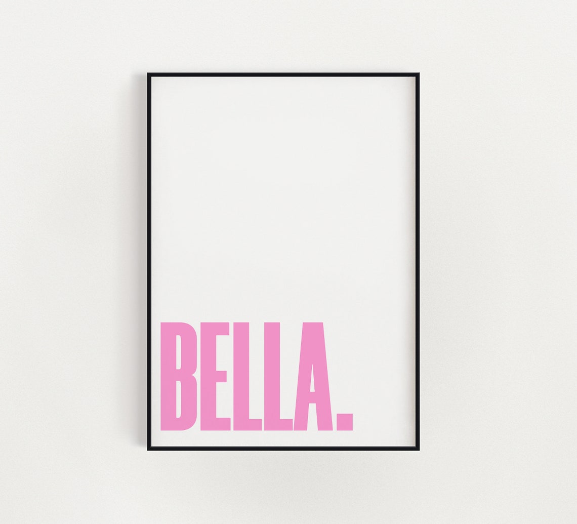 Personalised pink name poster print wall art birthday home | Etsy