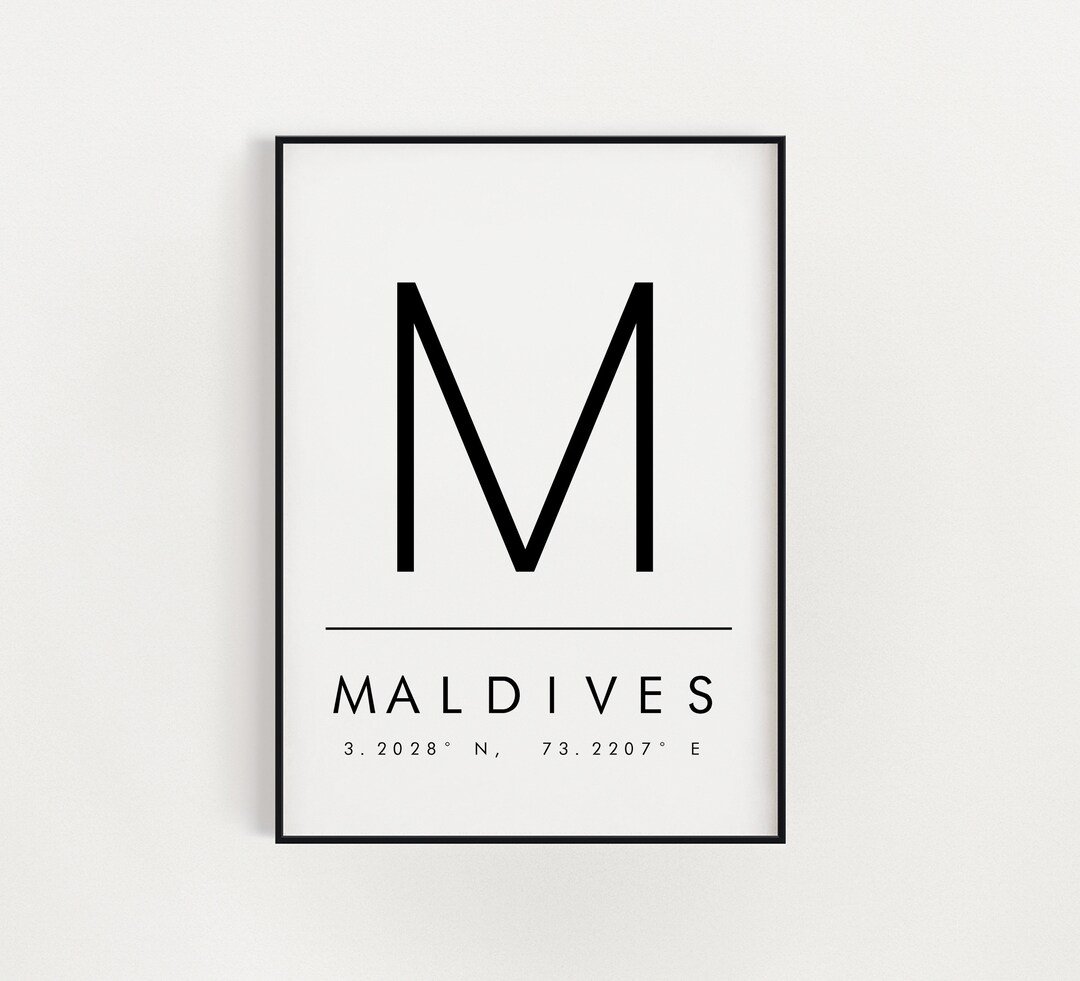 Maldives Letter Art Print: Minimalist Typography (digital Download) - Etsy