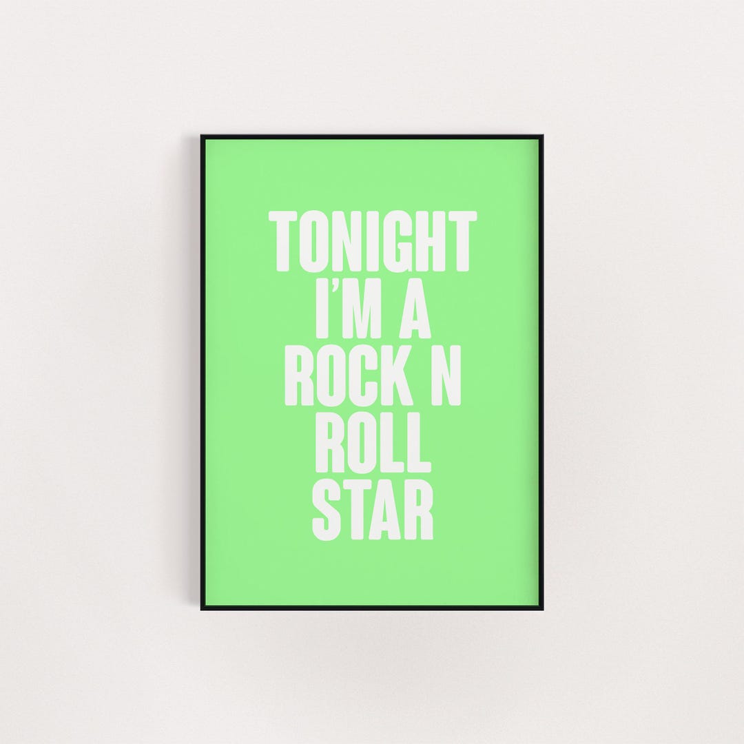 Rock N Roll Star Green Poster Print, Birthday Gift for Her, A5 8x10 A4 ...