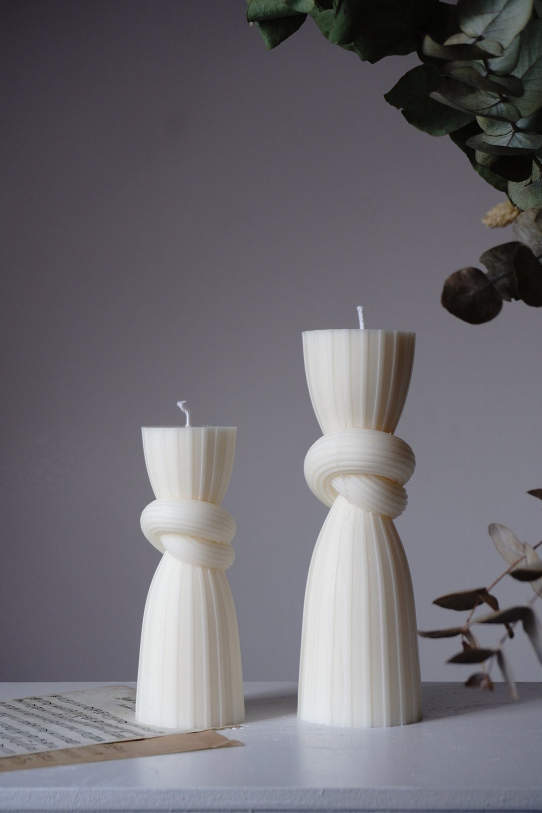Ribbed Pillar Candles Gift Set Soy Wax Candle Handmade Kaarsen Hand ...