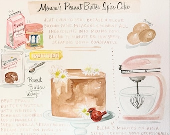 Custom Recipe Painting, Watercolor, Kitchen Art, Made to Order Original ...