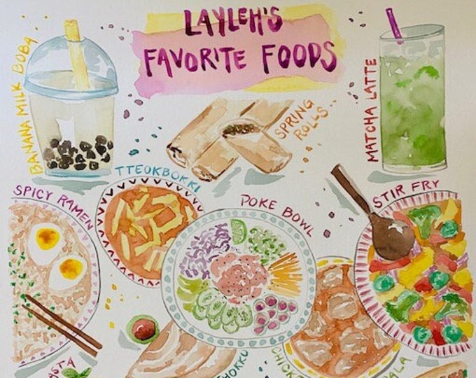 Custom Recipe Art, Food Art, Gift Idea for Mother's Day, Watercolor ...