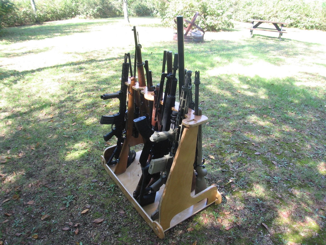 12 Gun Portable Wooden Rifle Stand - Etsy